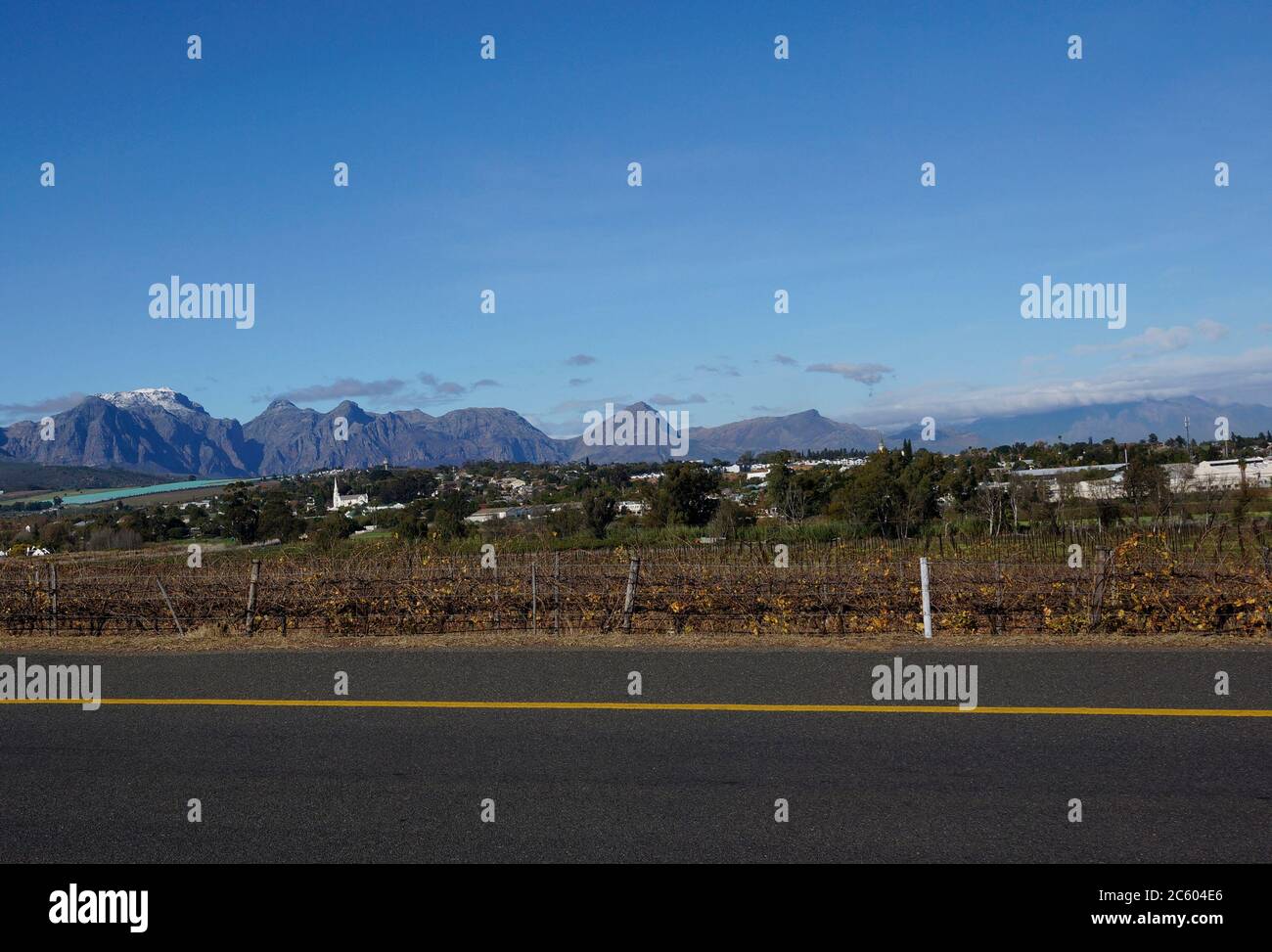 Snow on the Drakenstein mountains near Tulbagh, Western Cape Province ...