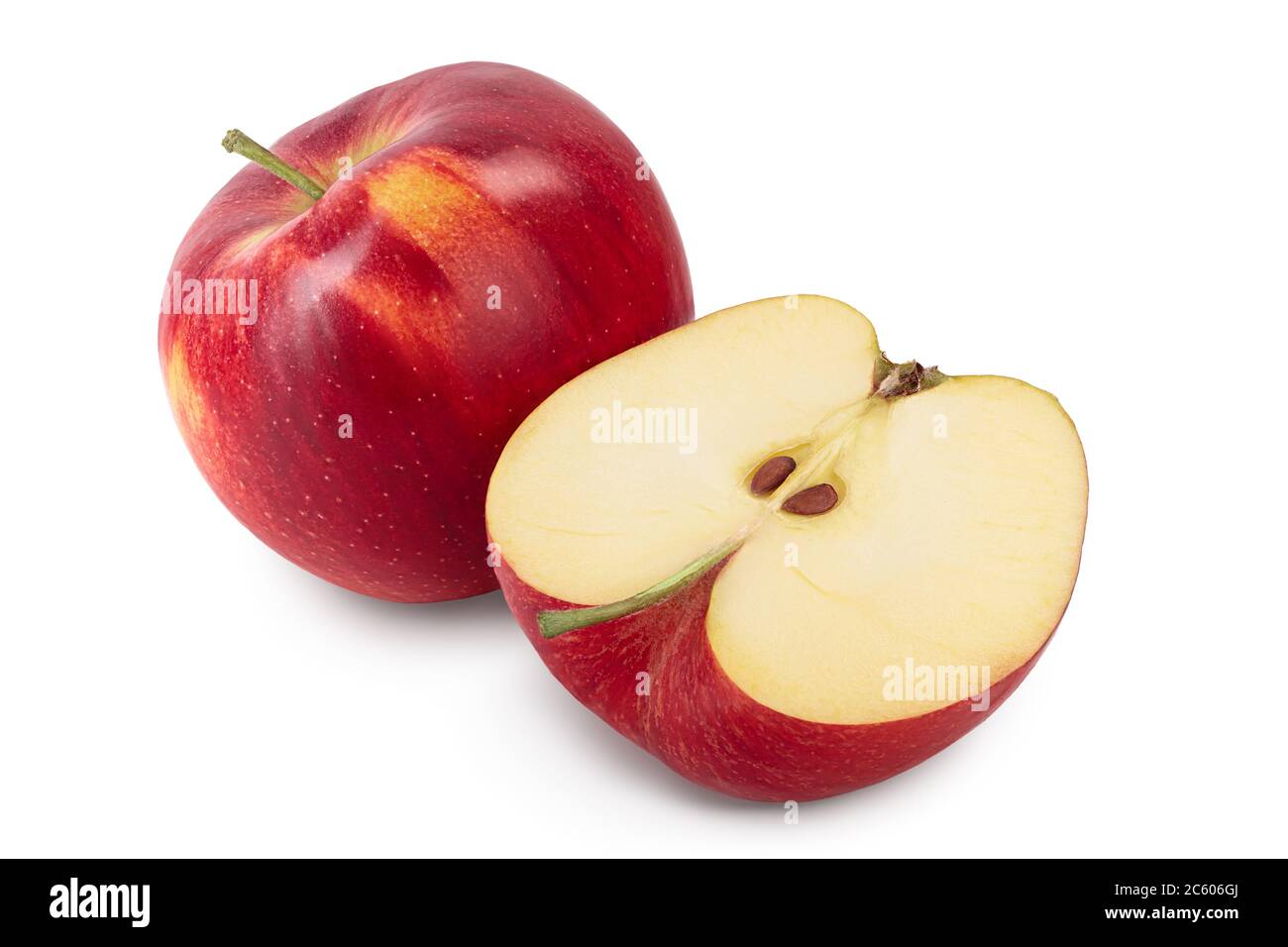 Red apple with half isolated on white background with clipping path and ...