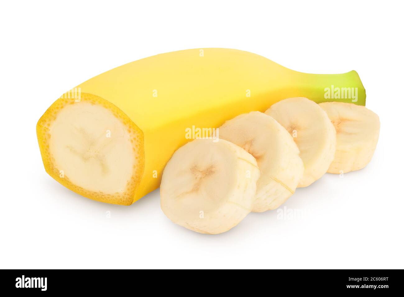 banana pieces isolated on white background with clipping path and full ...