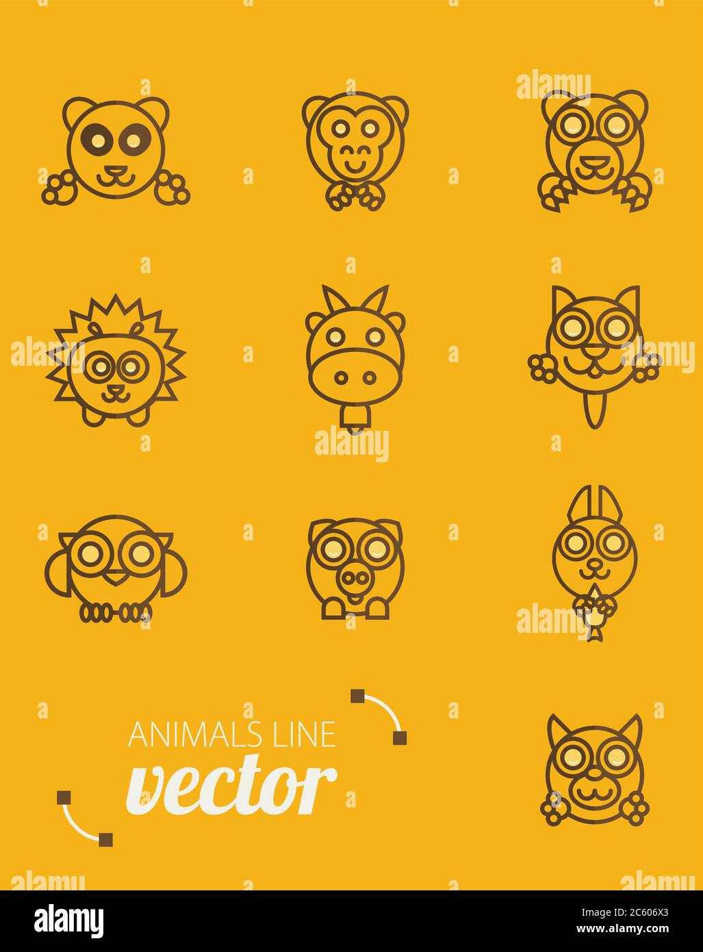 Animals outline vector. Flat style Stock Vector Image & Art - Alamy