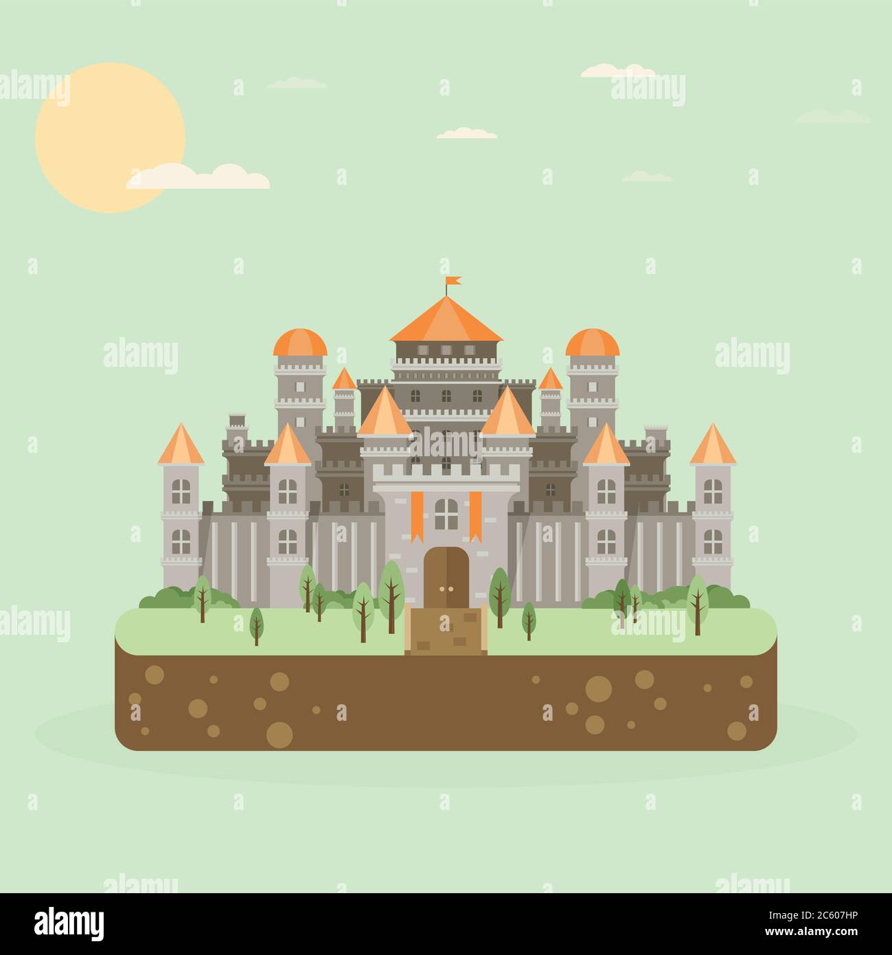 Magical fabulous cartoon castle. Vector flat illustrations Stock Vector ...