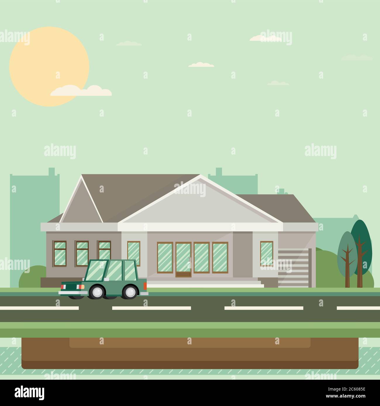 Flat Residential House. Vector illustration Stock Vector Image & Art ...