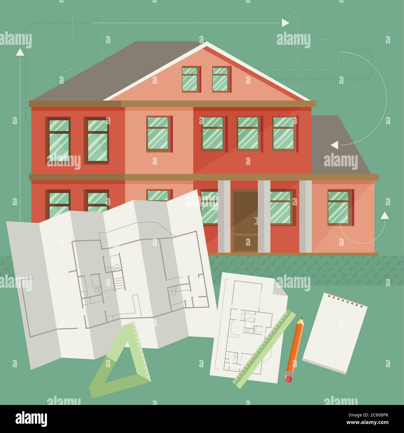 Set of vector architect concept design flat line Stock Vector Image ...