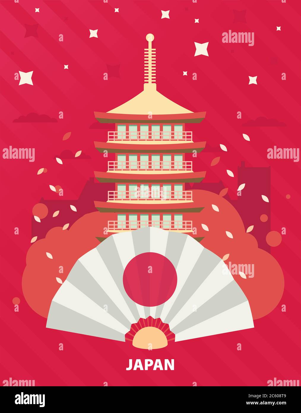 Flat design landscape of Japan illustration vector Stock Vector Image ...