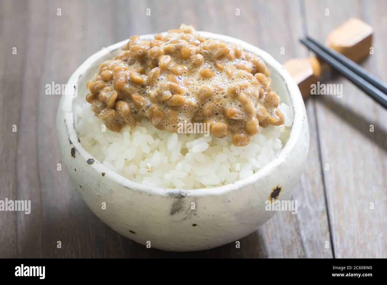 Japanese cooked white rice with Natto Stock Photo - Alamy