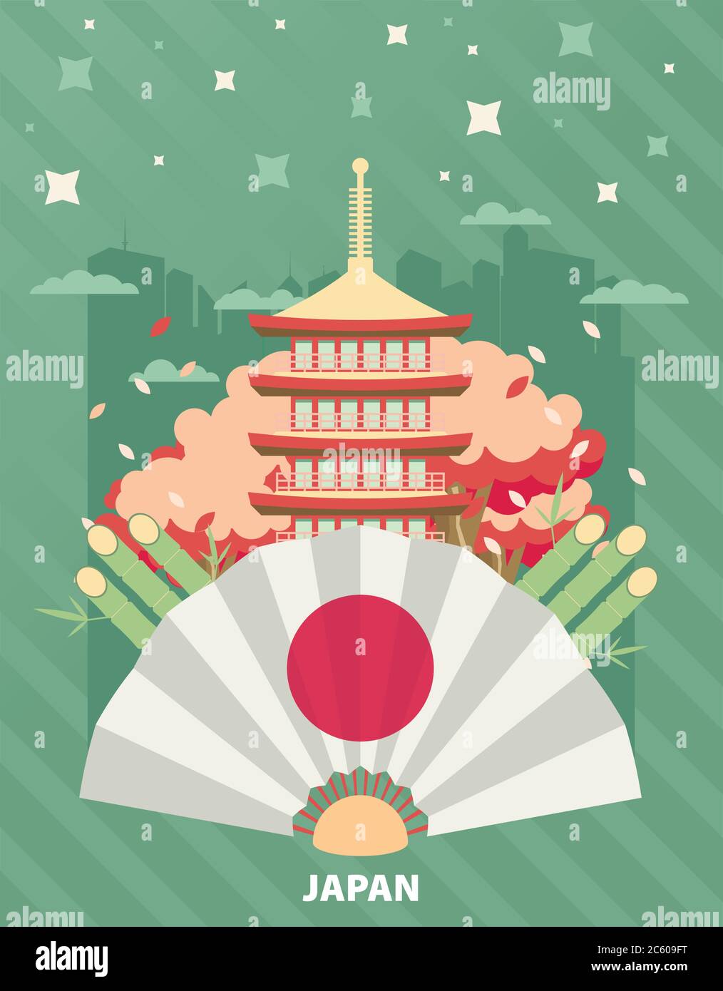 Flat design landscape of Japan illustration vector Stock Vector Image ...