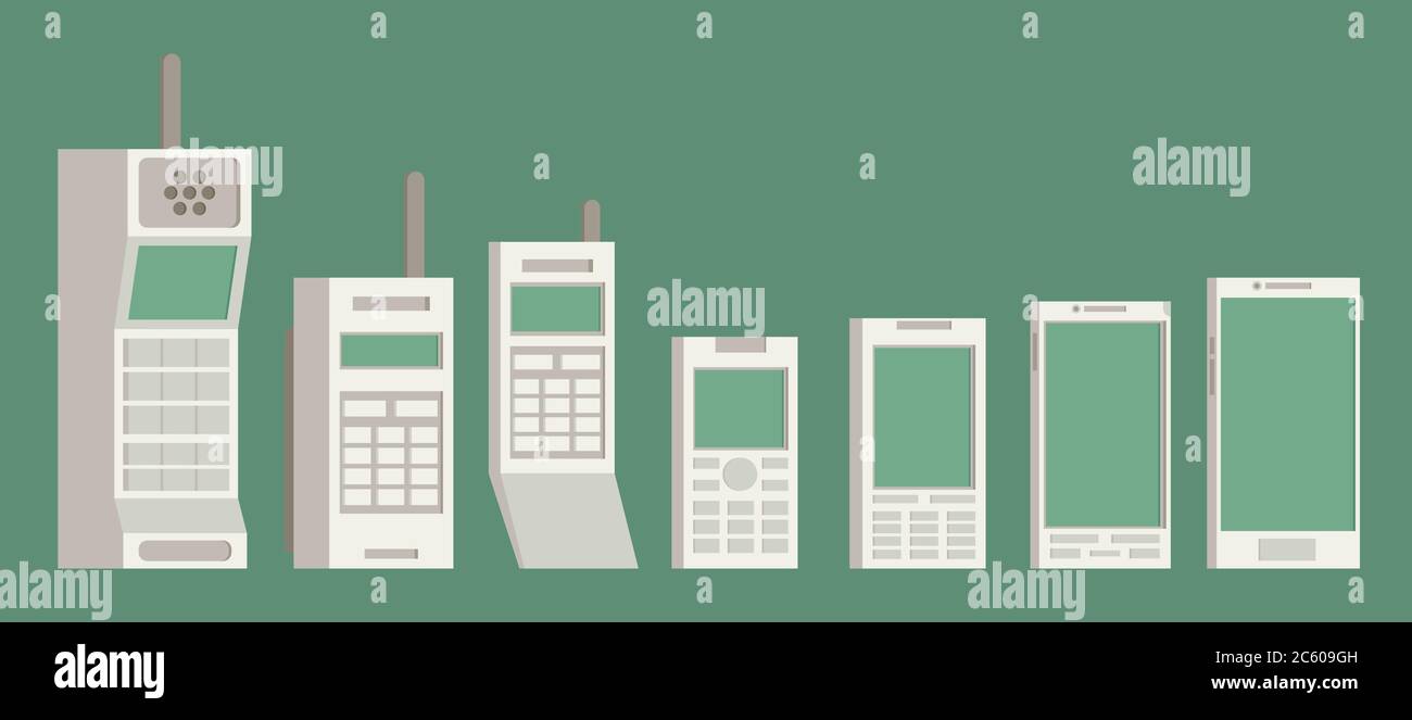 Cell phone evolution illustration. Flat vector Stock Vector Image & Art ...