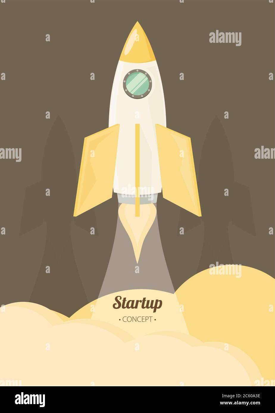 Space rocket flying in sky, flat design colored vector illustration ...