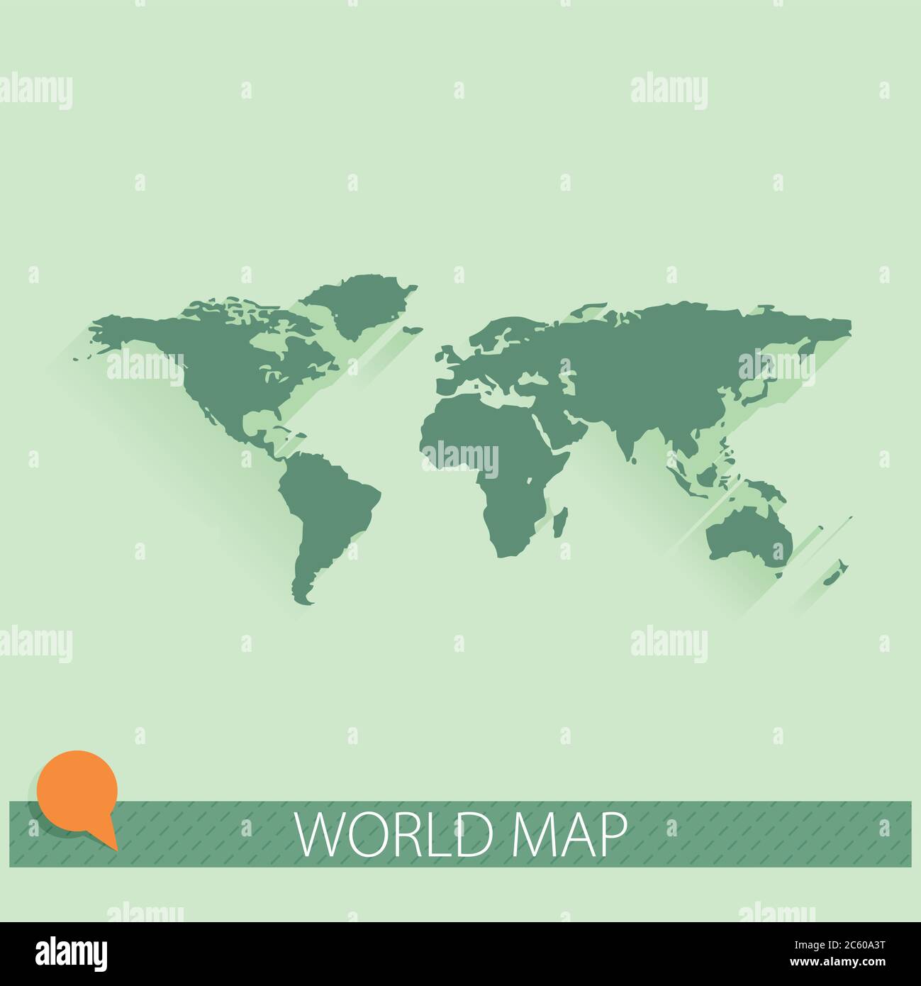 Vector world map background with long shadow and flat design style ...