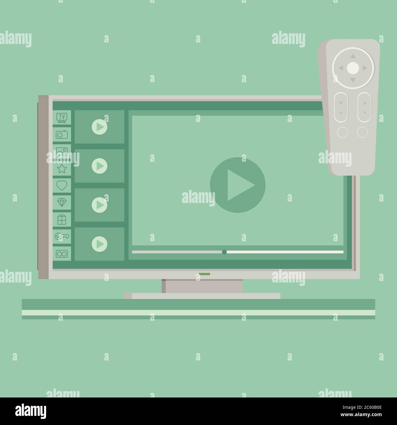 Vector smart tv concept - illustration in flat style with apps and ...