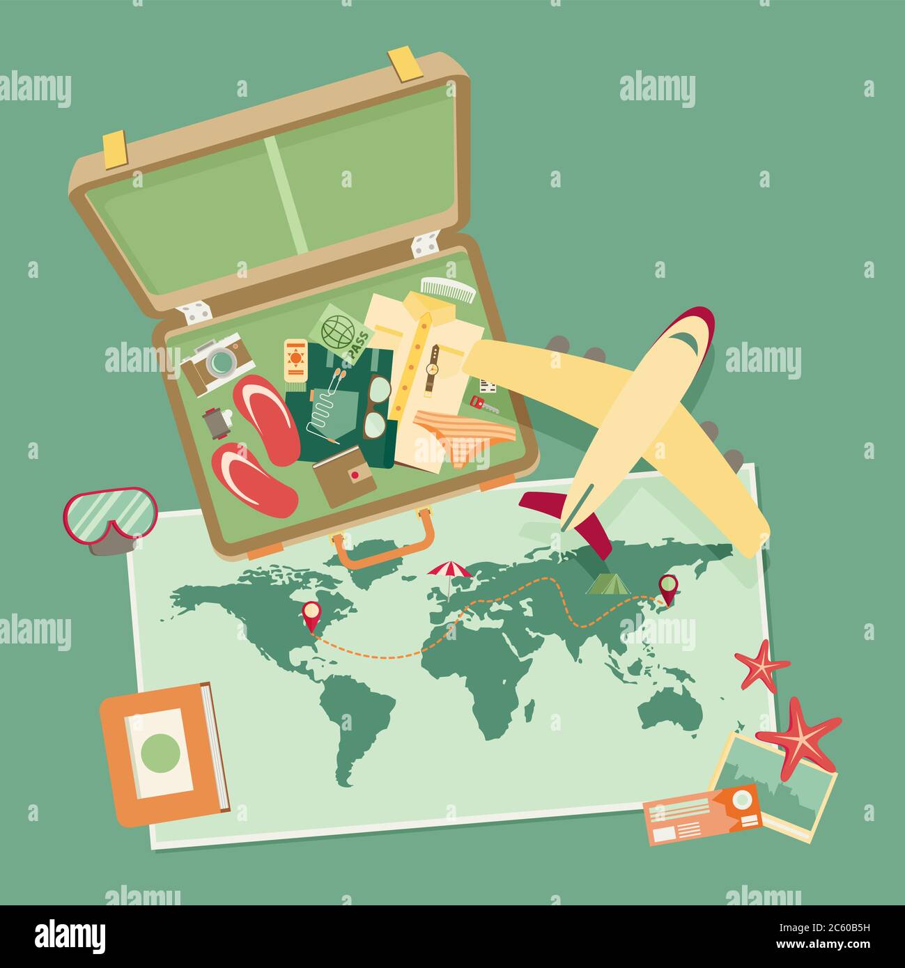 Travel background. Flat vector illustration Stock Vector Image & Art ...