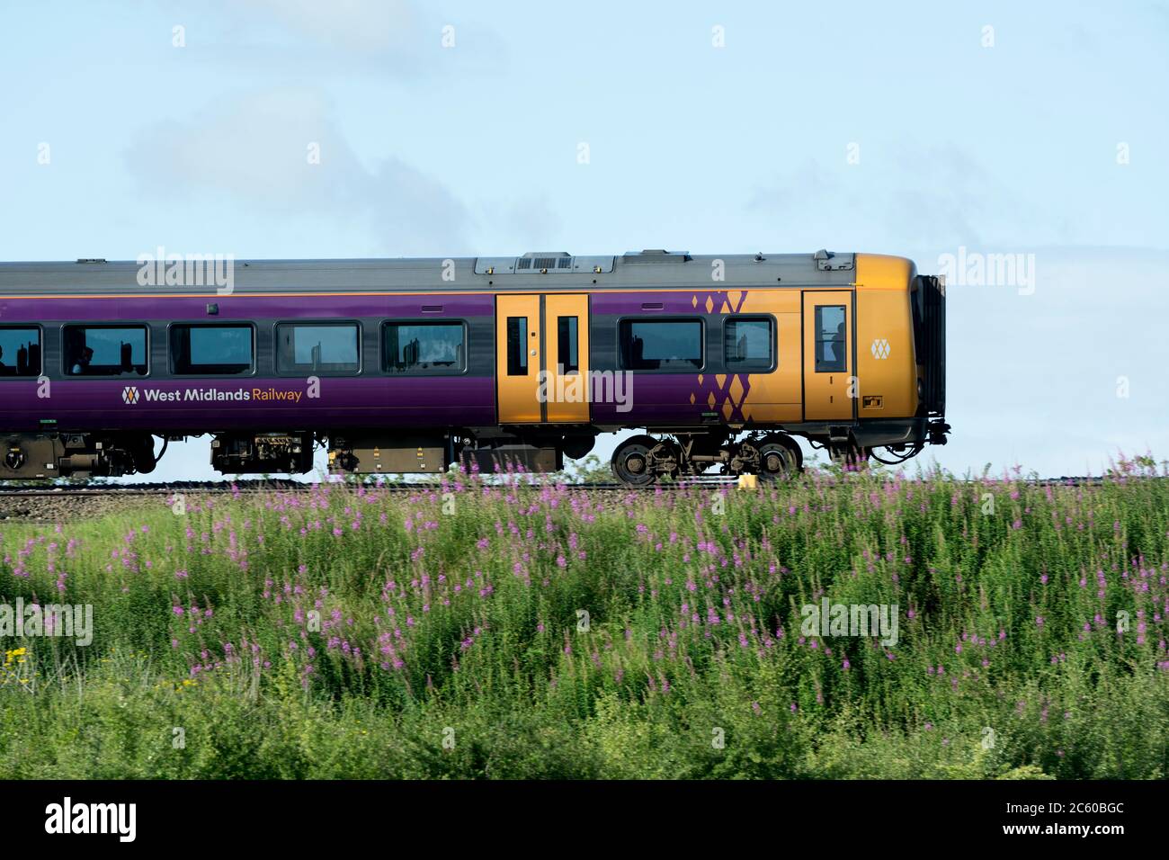 West Midlands Railway class 172 diesel train, side view, Warwickshire ...