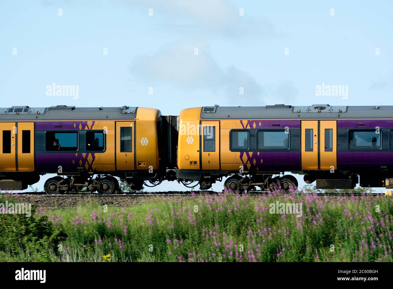 West Midlands Railway class 172 diesel train, side view, Warwickshire ...