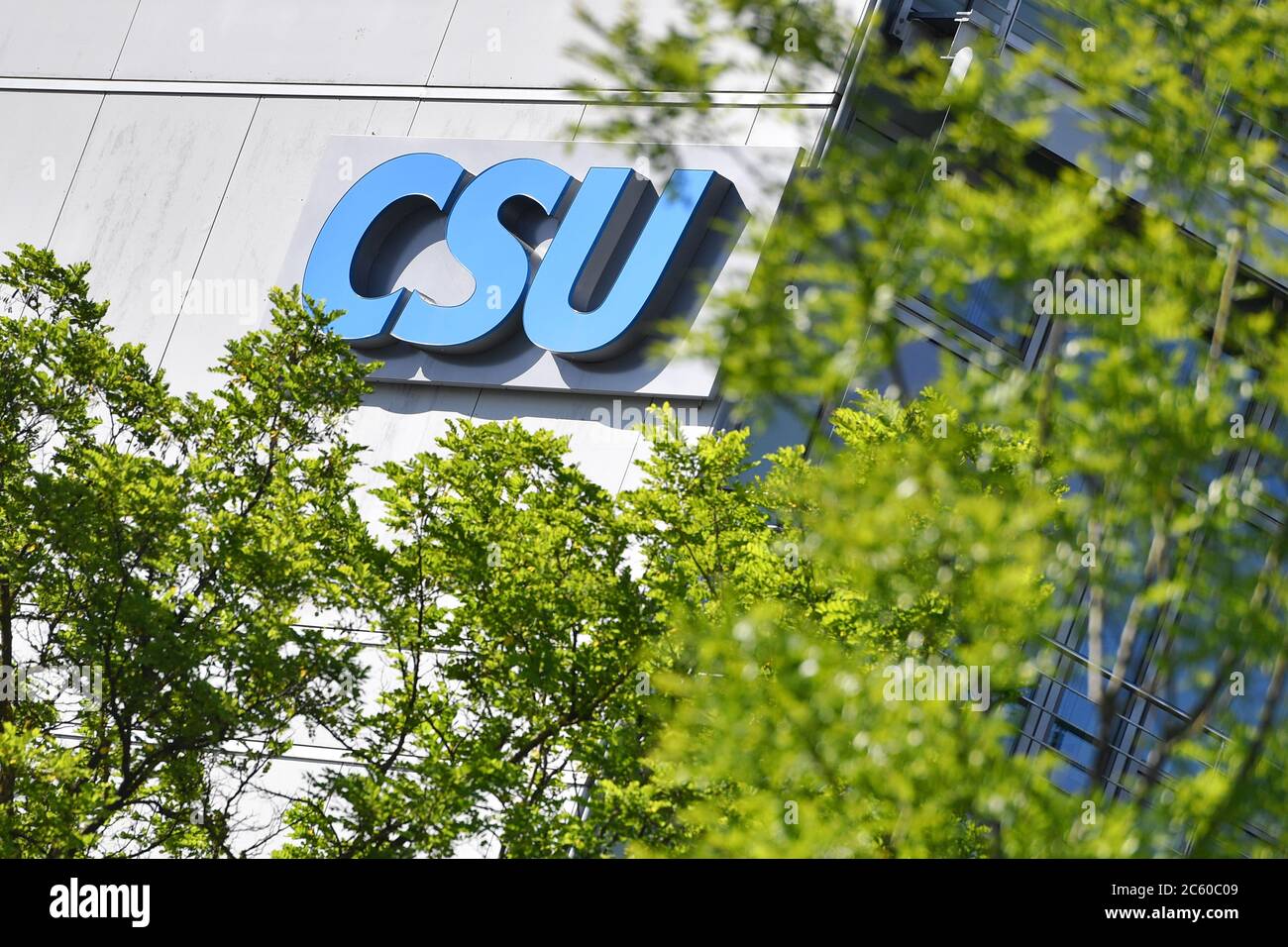 Munich, Deutschland. 06th July, 2020. CSU logo, coat of arms on the ...