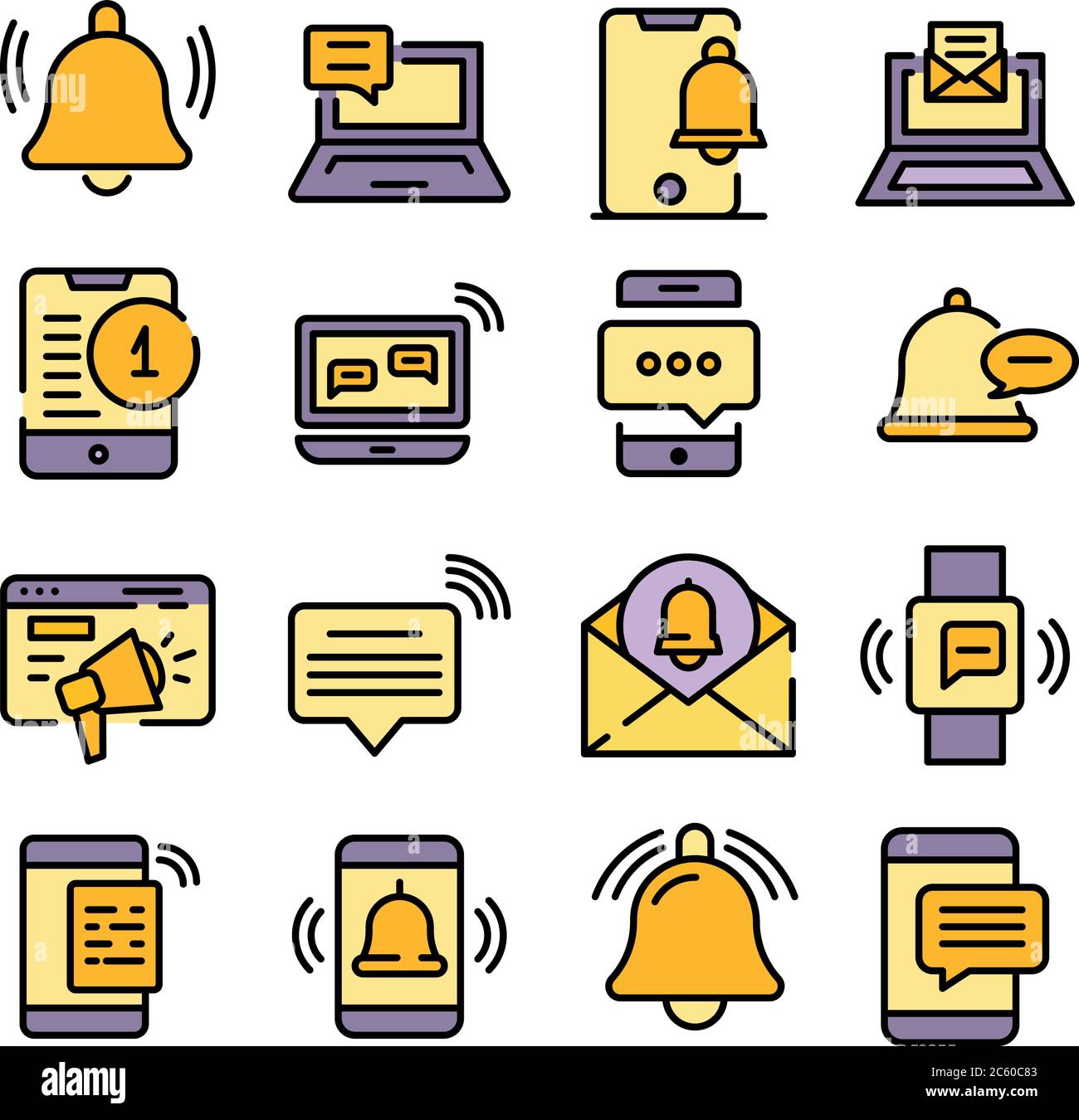 Notification icons vector flat Stock Vector Image & Art - Alamy