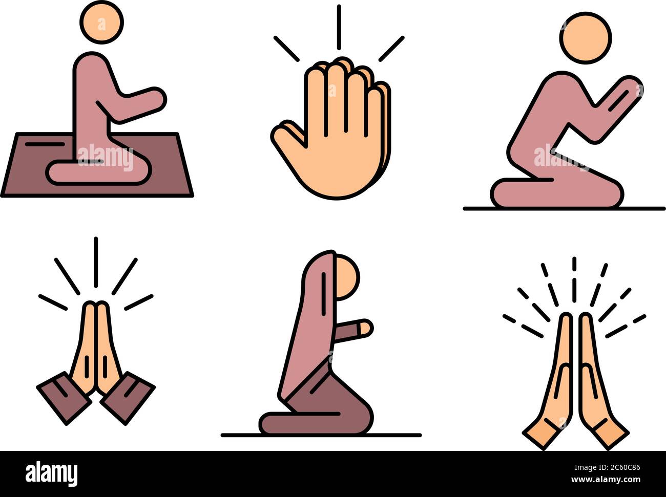 Prayer icons vector flat Stock Vector Image & Art - Alamy