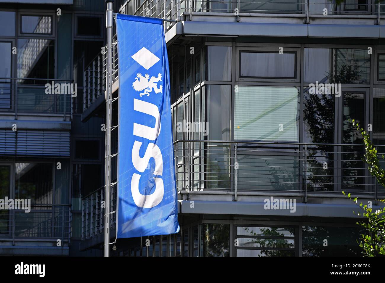 Munich, Deutschland. 06th July, 2020. CSU flag in front of the CSU ...