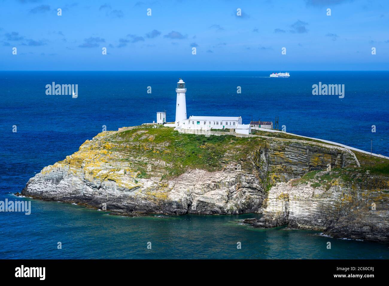 South Stack Lighthouse (1809) is on a small island off Holy Island ...