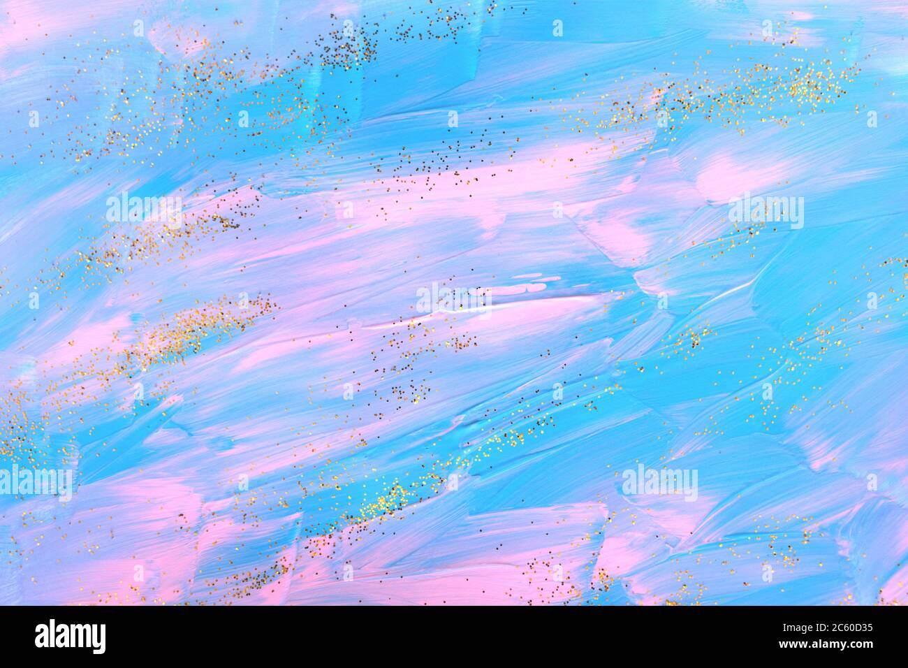 Pastel colored acrylic hand drawn texture with golden glitter. Creative ...