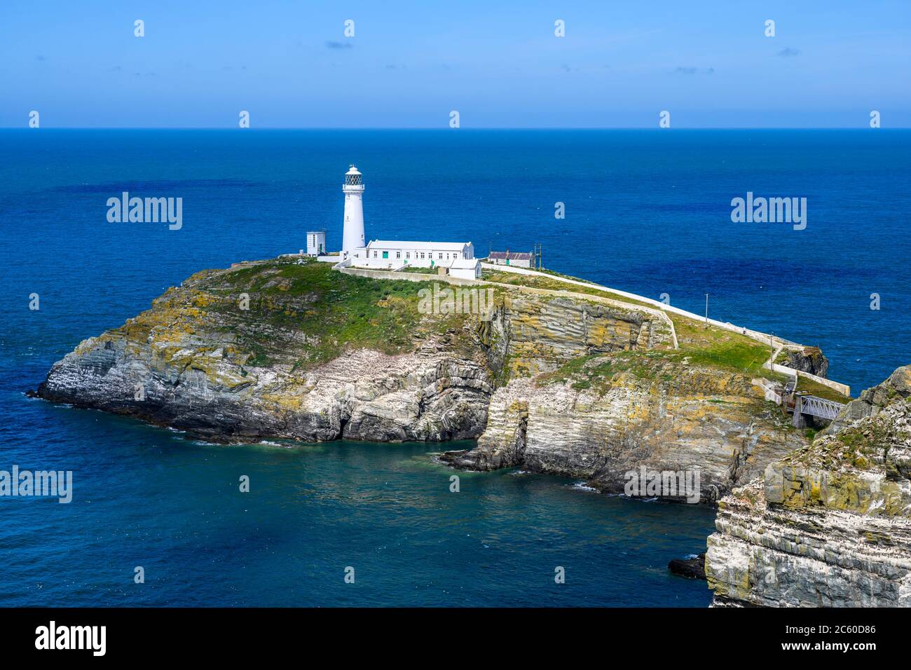 South Stack Lighthouse (1809) is on a small island off Holy Island ...