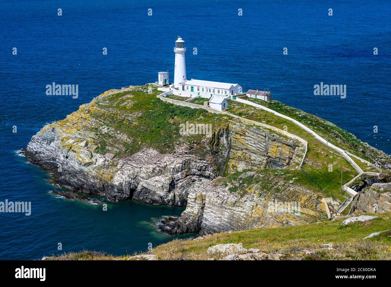 South Stack Lighthouse (1809) is on a small island off Holy Island ...
