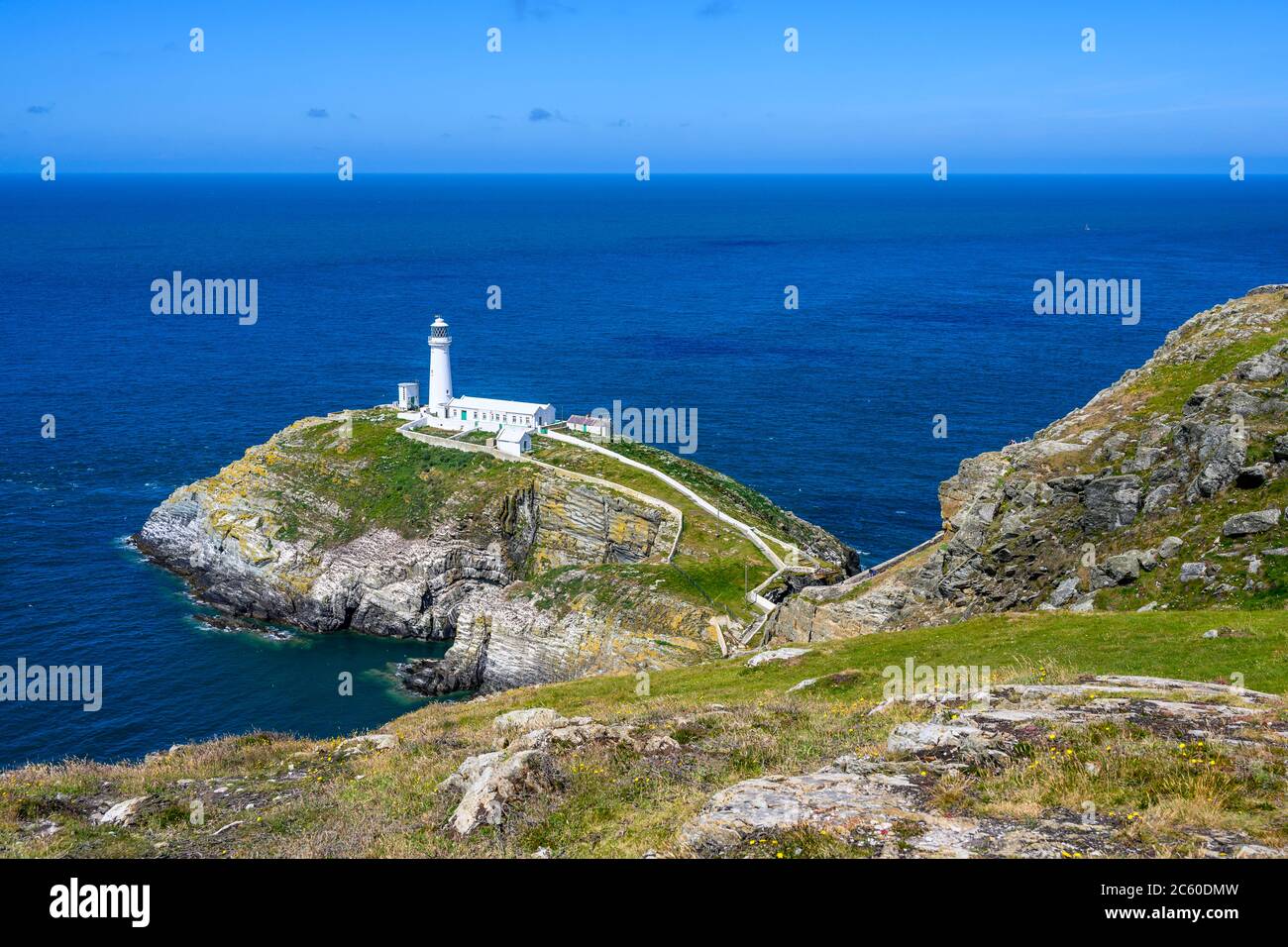 South Stack Lighthouse (1809) is on a small island off Holy Island ...