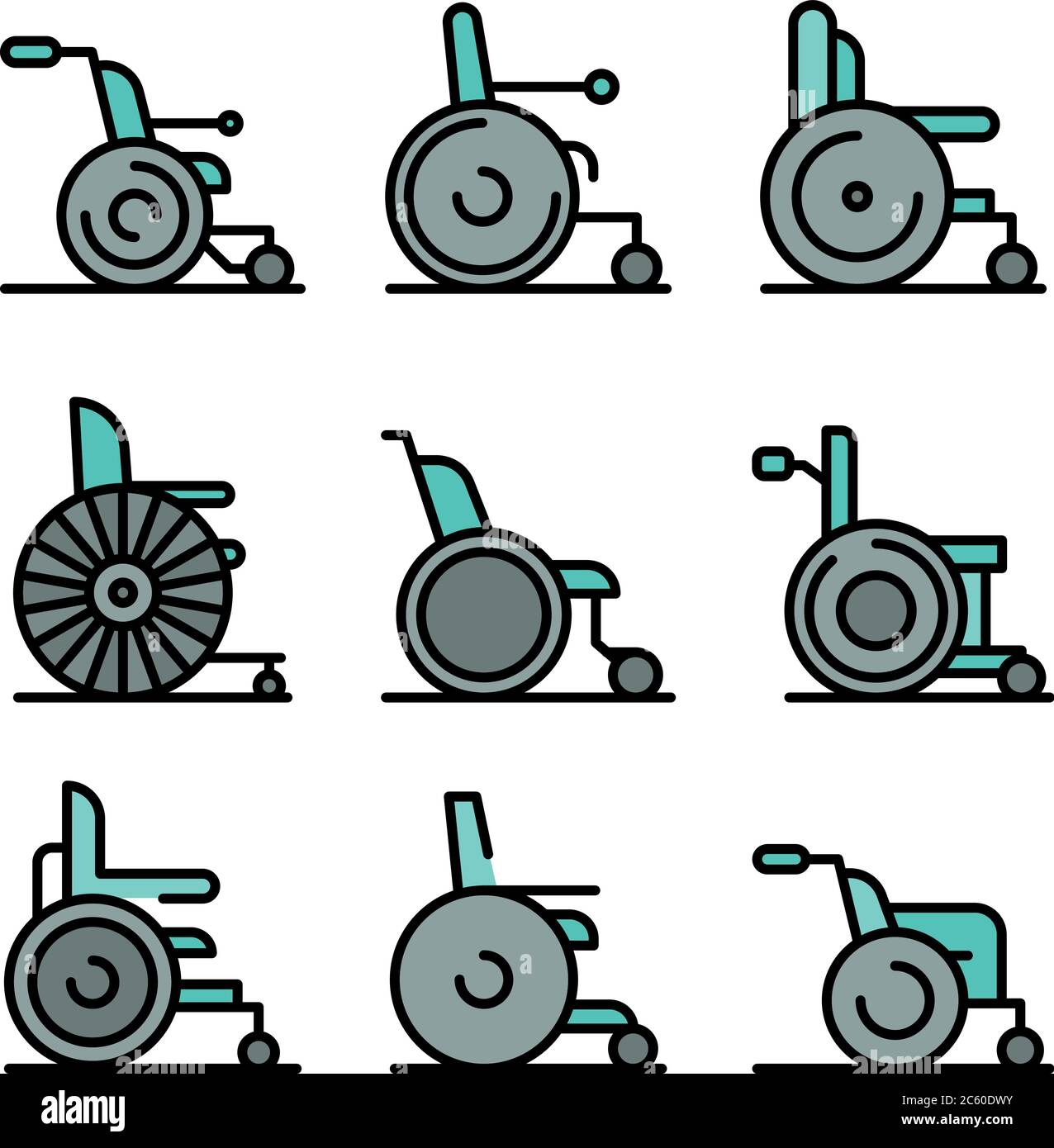 Wheelchair icons vector flat Stock Vector Image & Art - Alamy