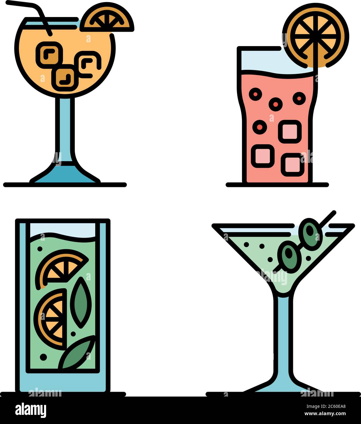 Cocktail icons vector flat Stock Vector Image & Art - Alamy