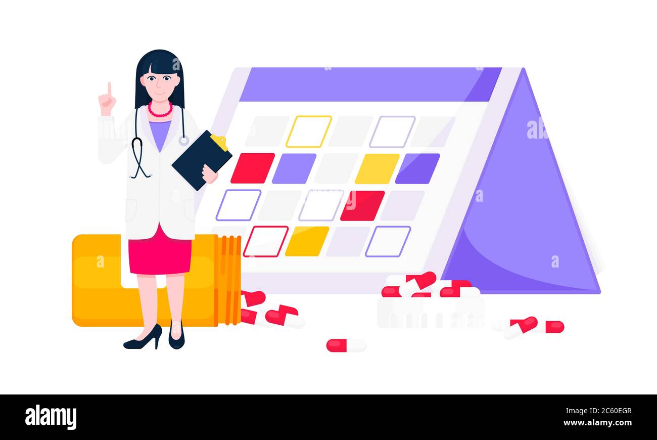 Medicine schedule or medical reminder planner flat style design vector ...