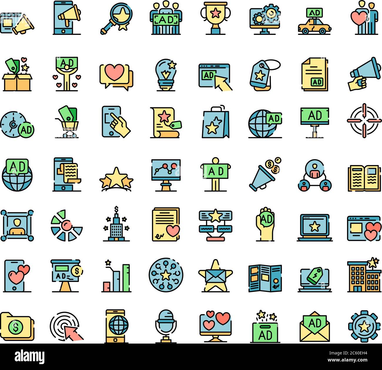 Advertising agency icons vector flat Stock Vector Image & Art - Alamy