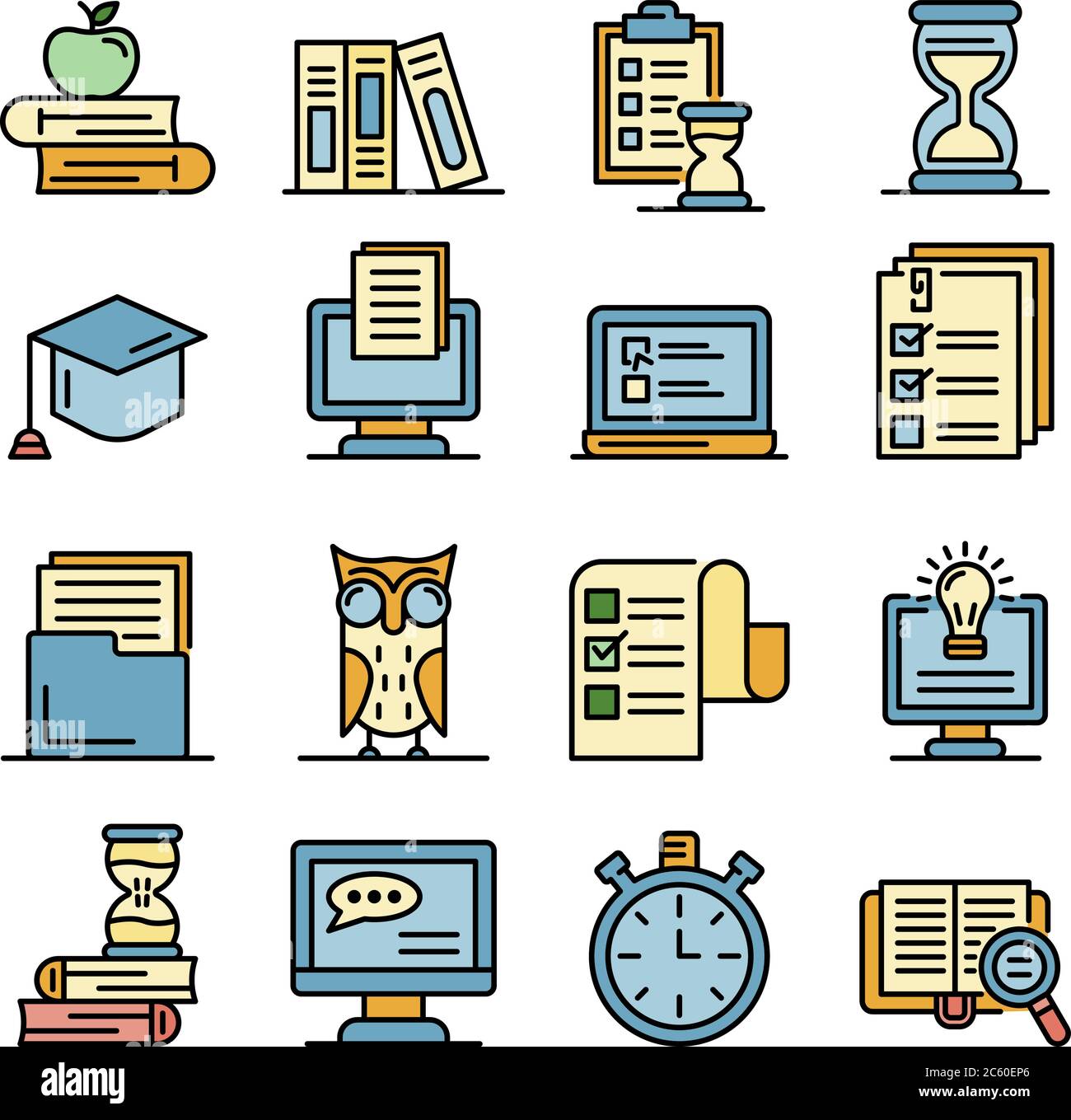 Preparation for exams icons vector flat Stock Vector Image & Art - Alamy