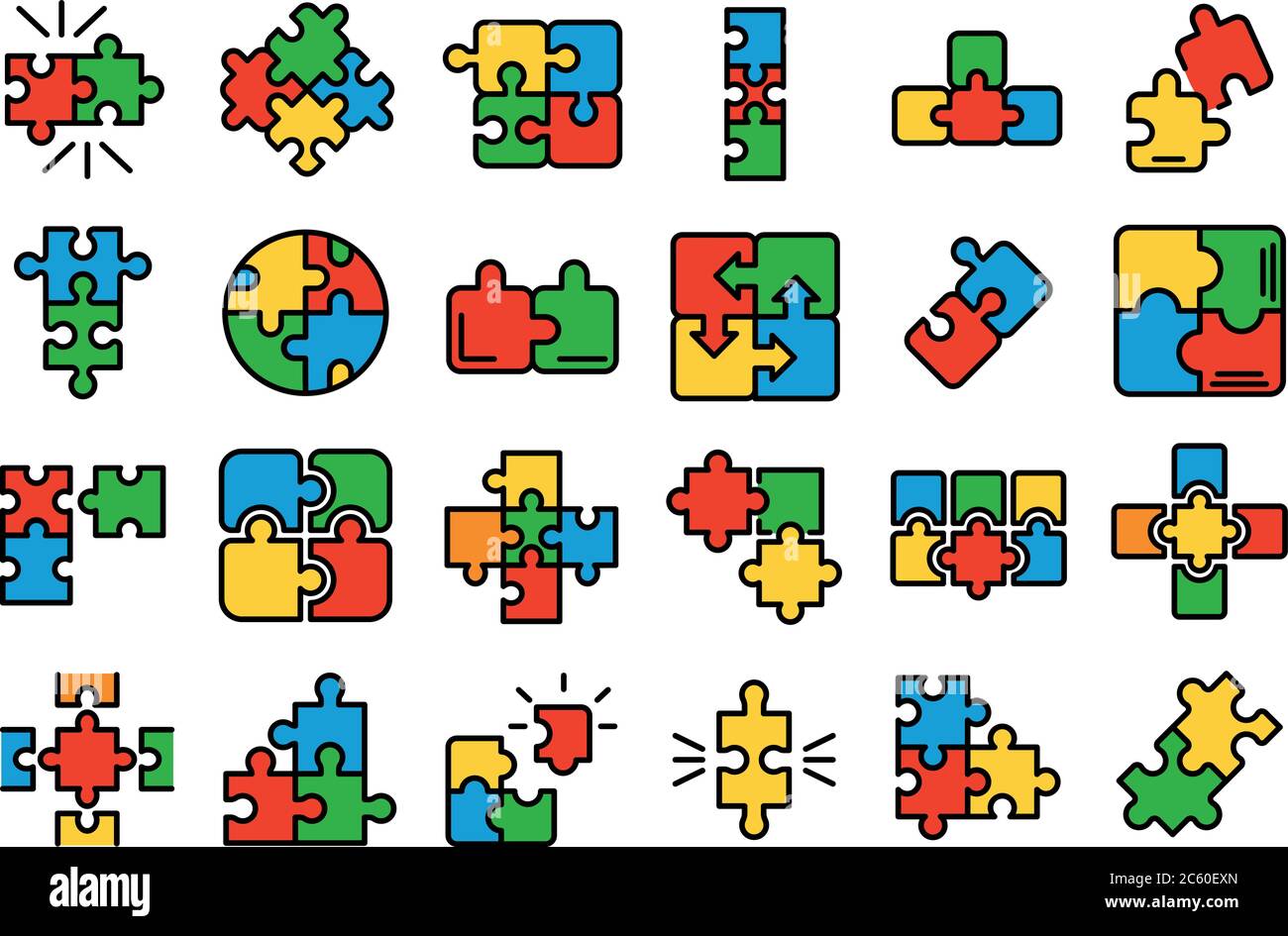 Jigsaw icons vector flat Stock Vector Image & Art - Alamy