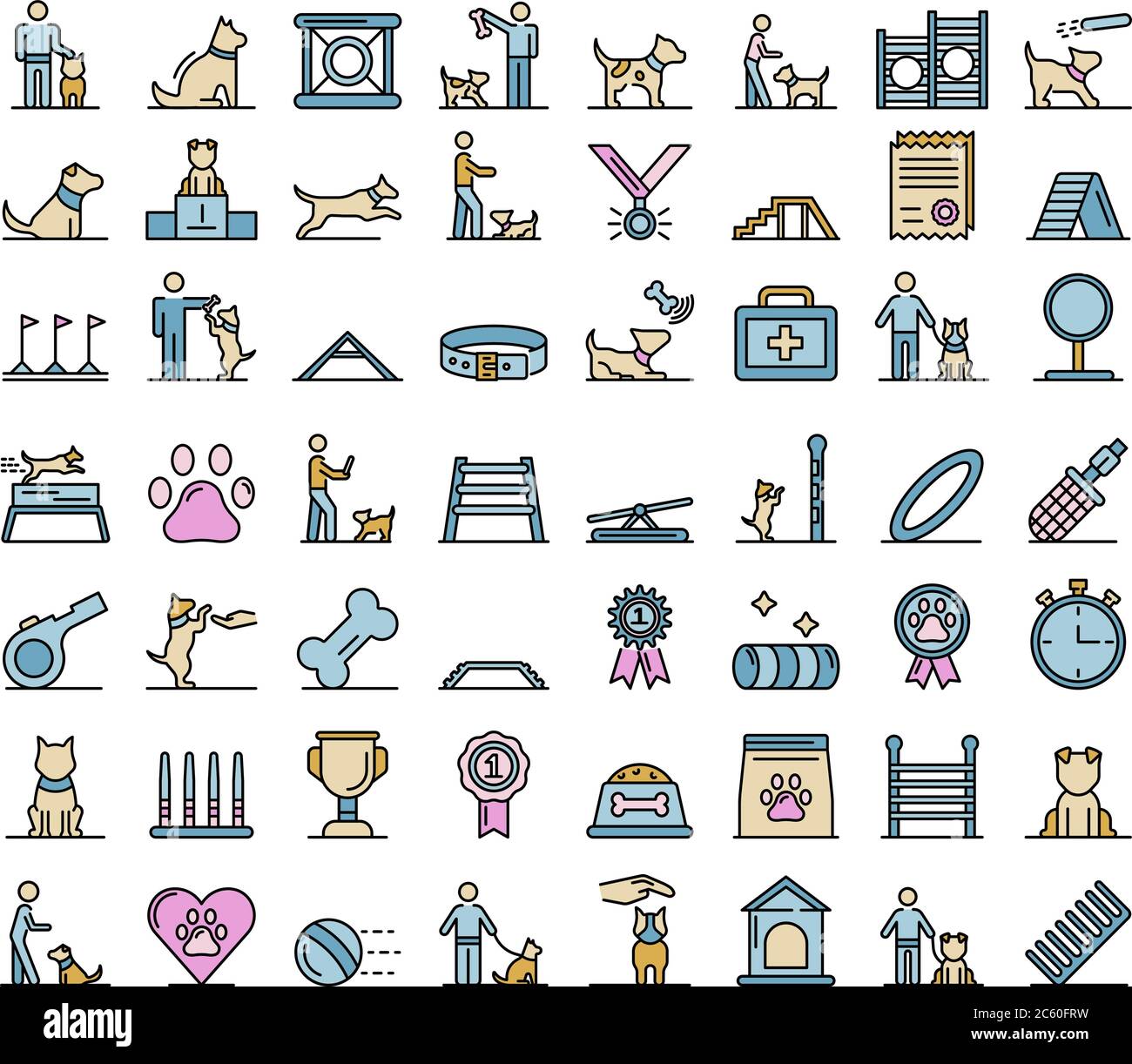 Dog training icons vector flat Stock Vector Image & Art - Alamy