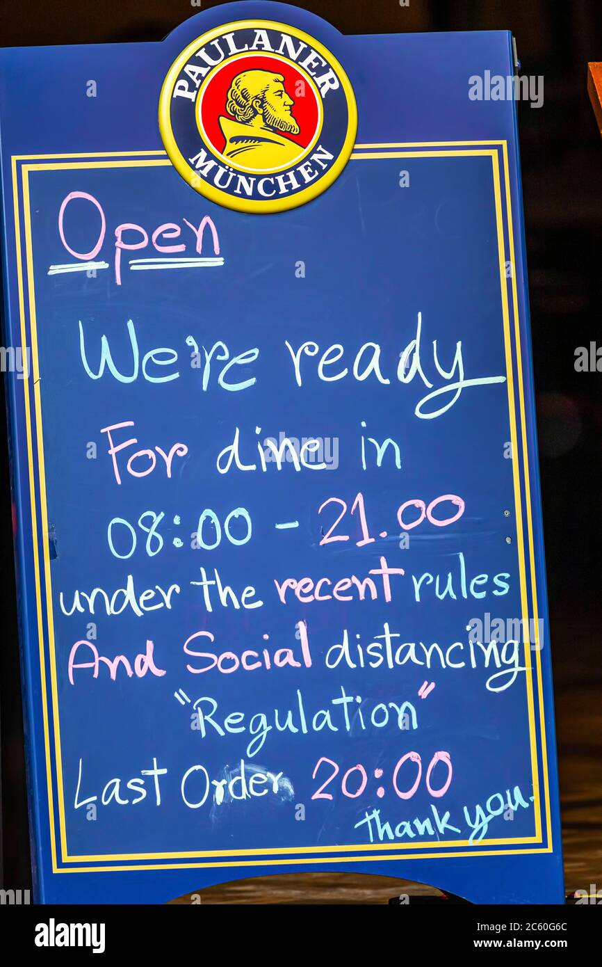 Restaurant sign for reopening and social distancing during covid 19 ...