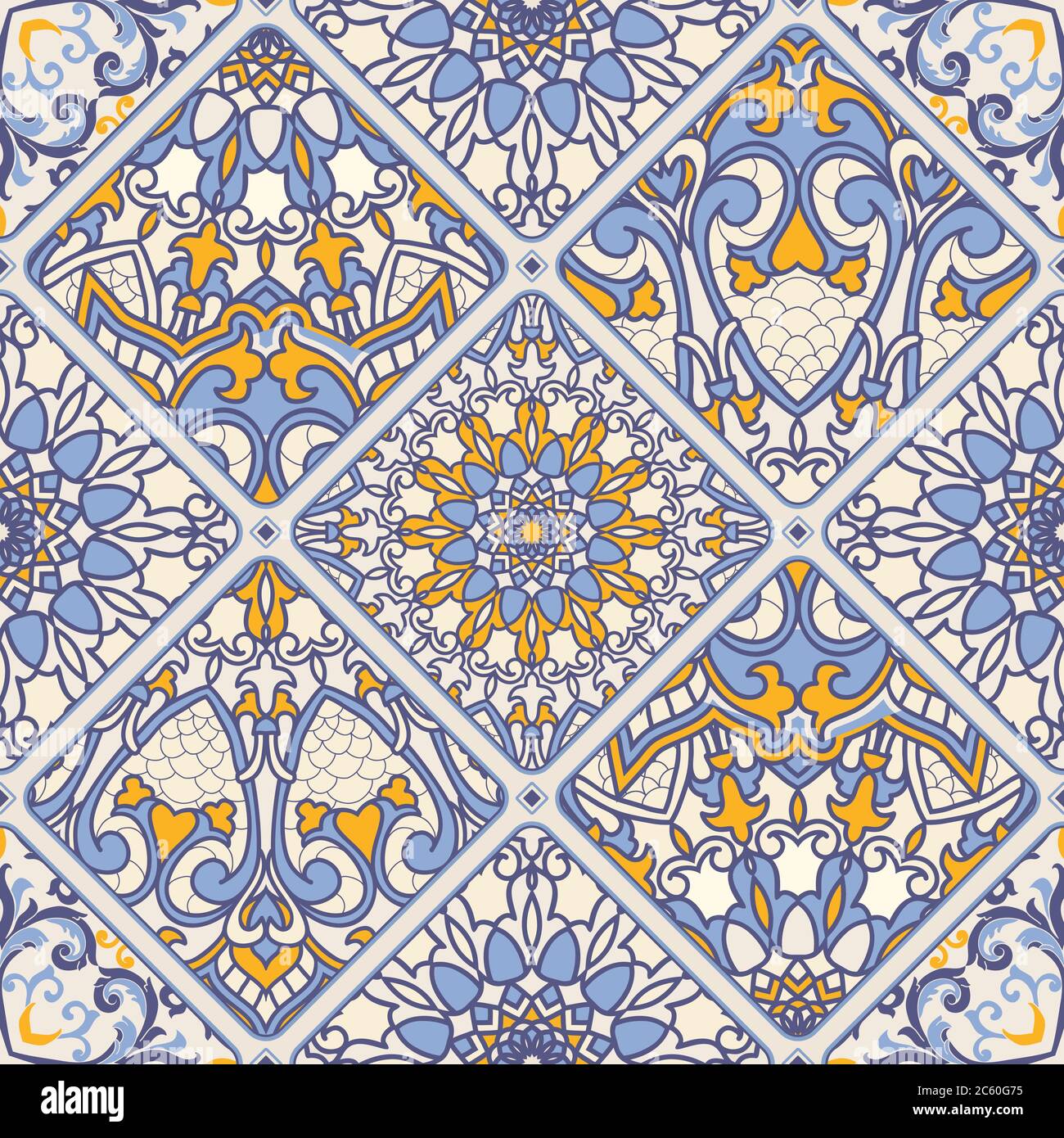 Seamless ceramic tile with colorful patchwork. Vintage multicolor ...