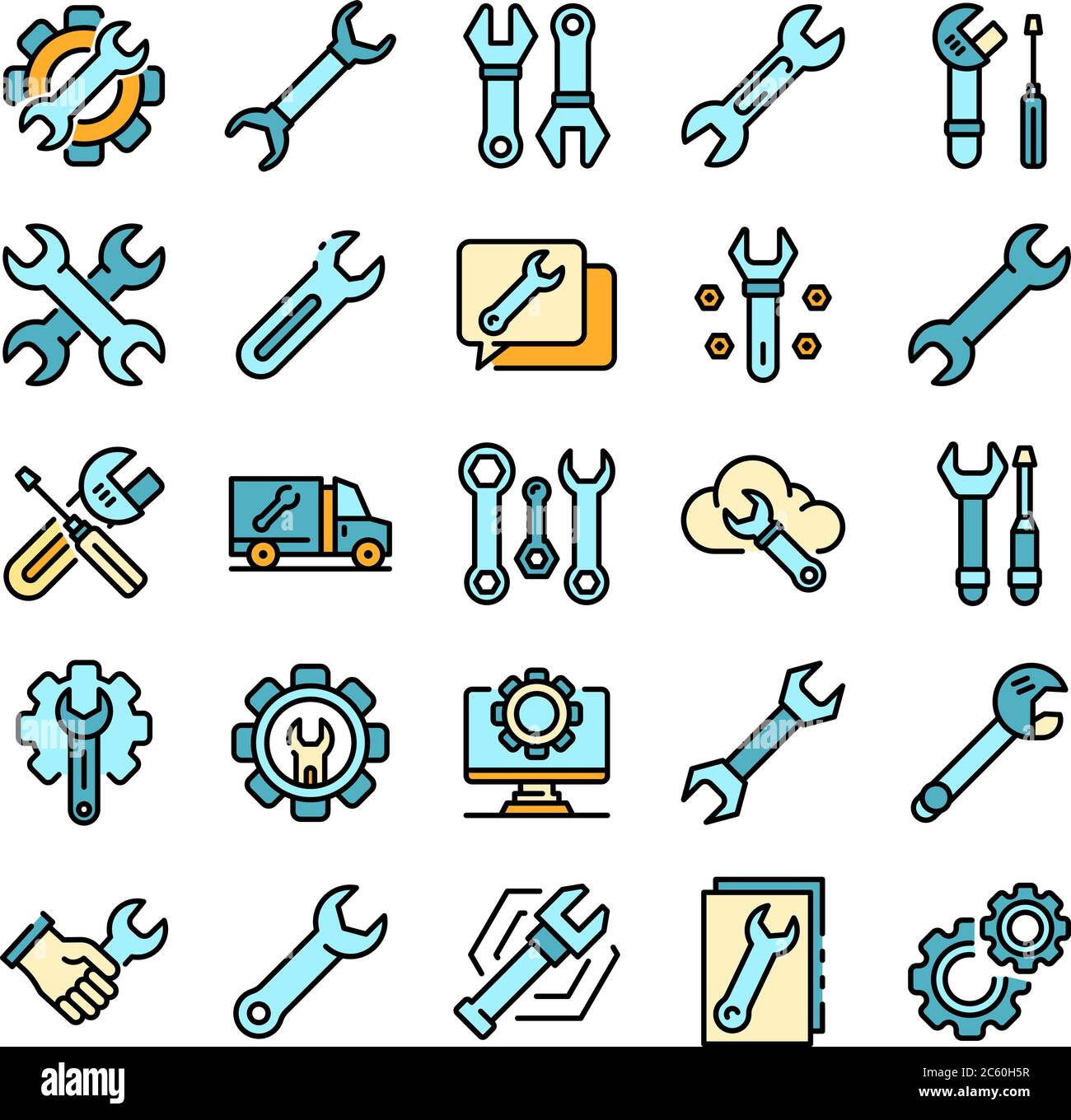 Wrench icons vector flat Stock Vector Image & Art - Alamy