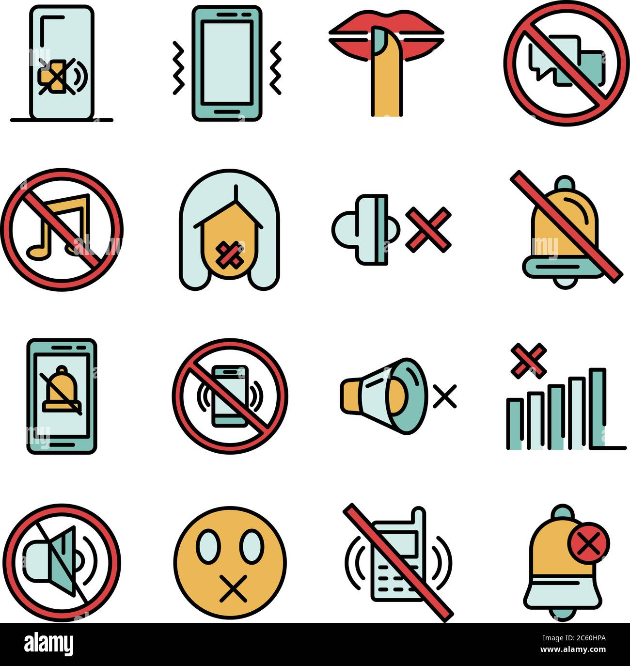 Silence icons vector flat Stock Vector Image & Art - Alamy