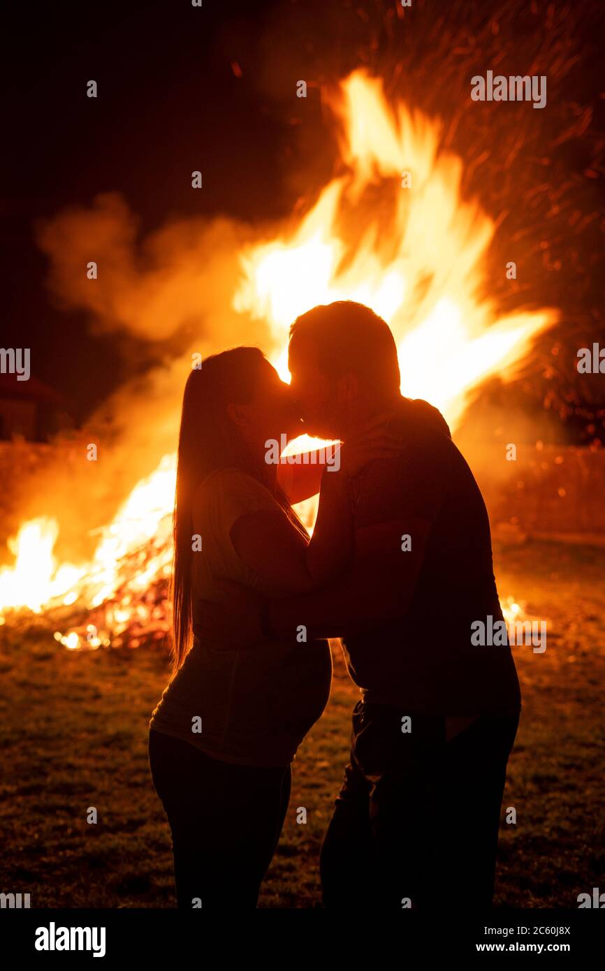 In front bonfire on bonfire hi-res stock photography and images - Alamy