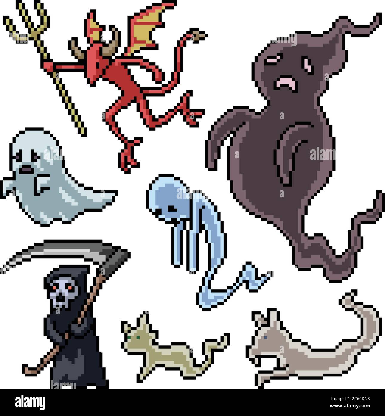 pixel art set isolated death demon spirit Stock Vector Image & Art - Alamy