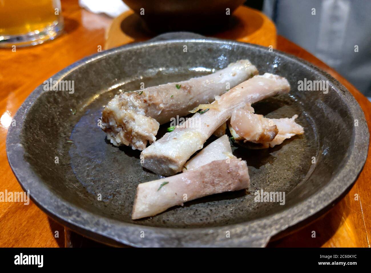 On the plate are bones from delicious food Stock Photo - Alamy