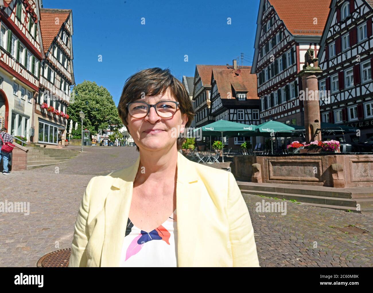 Calw, Germany. 06th July, 2020. Saskia Esken, SPD party leader, is ...