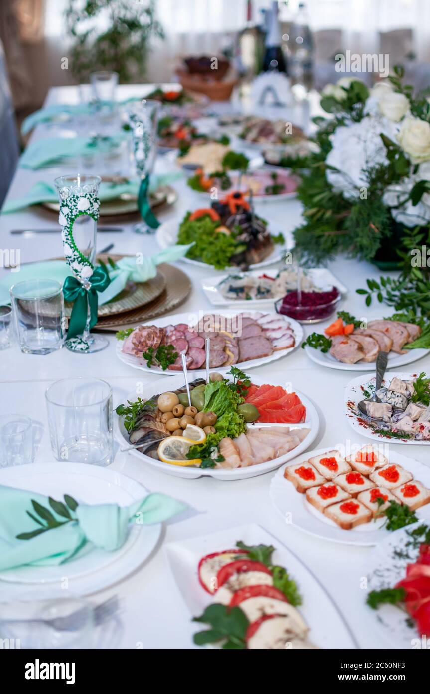 Dishes on the table in the restaurant Stock Photo - Alamy