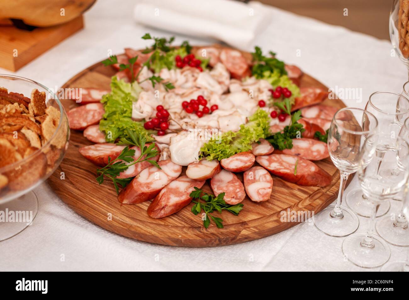 Different smoked sausages slices hi-res stock photography and images ...