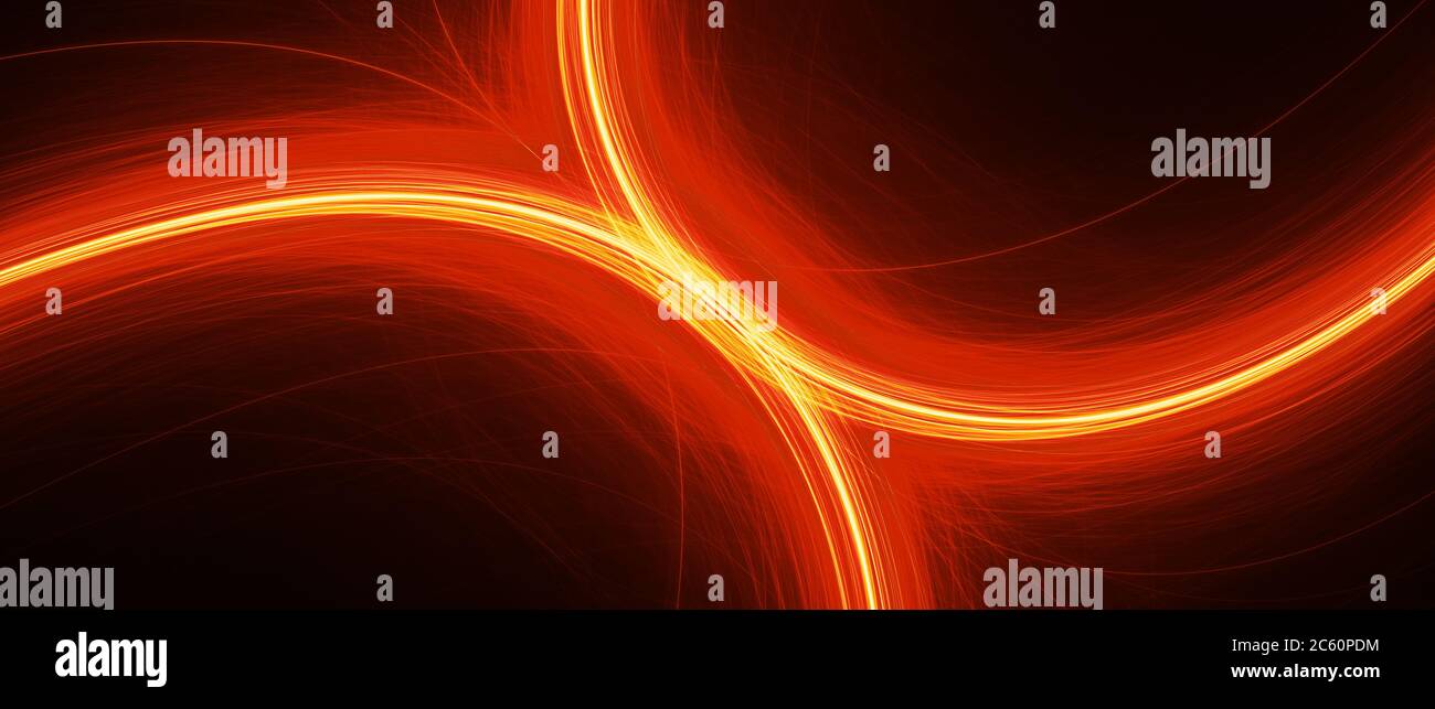 Fiery glowing curves in space computer generated abstract background, 3D rendering Stock Photo ...