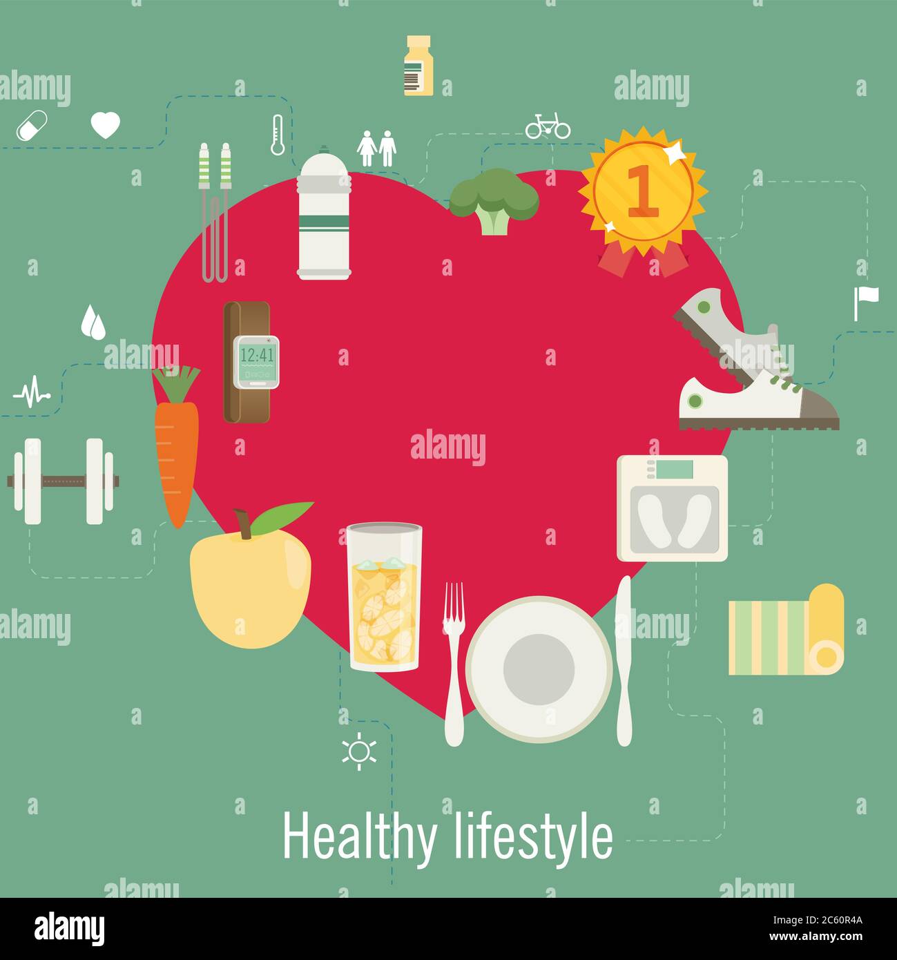 Health and sport lifestyle illustration and info graphic. Vector modern ...