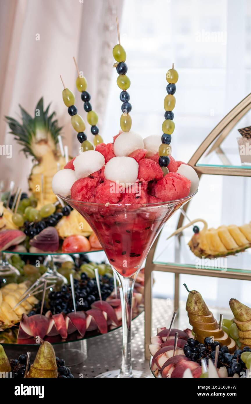 Watermelon at the wedding buffet Stock Photo - Alamy