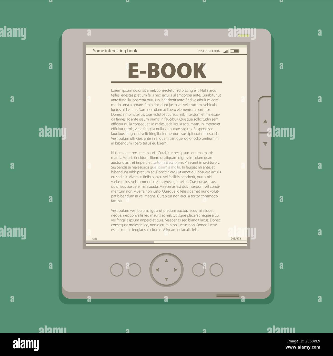 Electronic book, flat design concept. Eps 10 vector illustration Stock ...