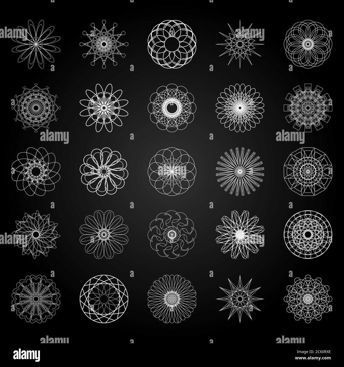Round symbols set. 25 vector spirographs Stock Vector Image & Art - Alamy