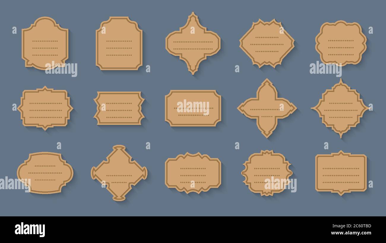 Craft labels retro with frame vintage set. Different shape empty border ...