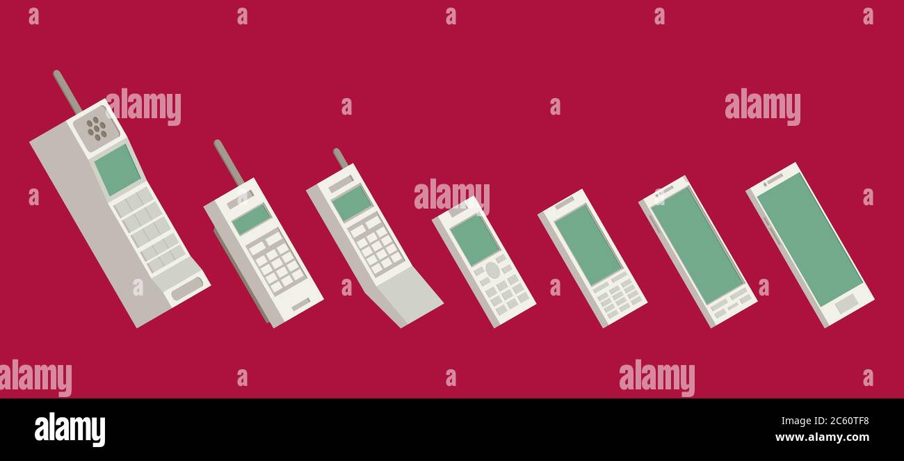 Cell phone evolution illustration. Flat vector Stock Vector Image & Art ...